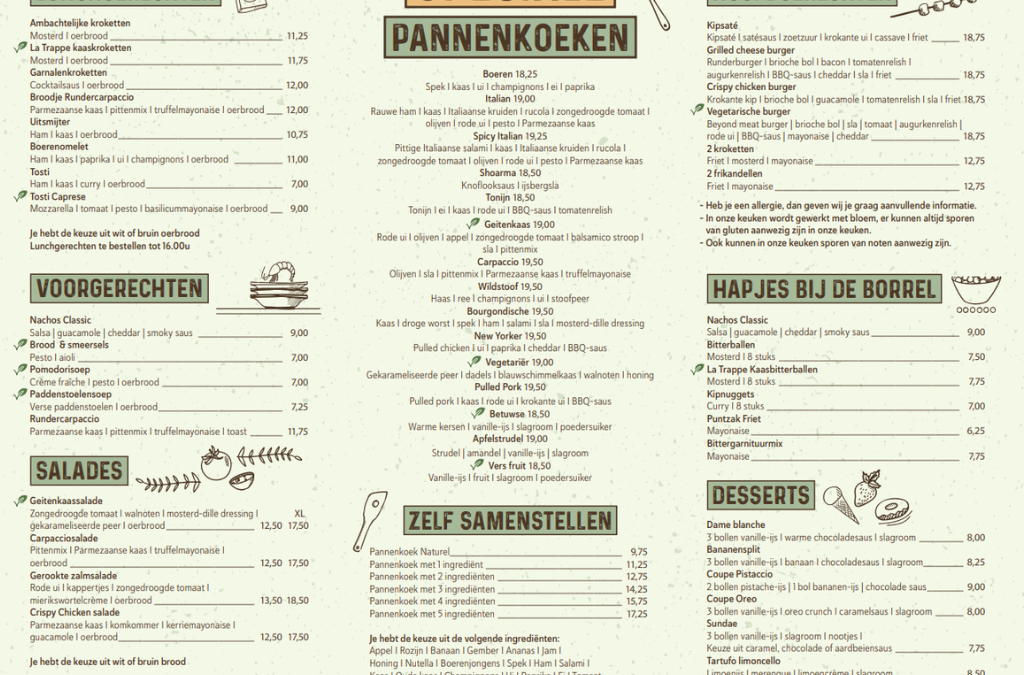 Menukaart binnenkant | Pannenkoekenhuizen
